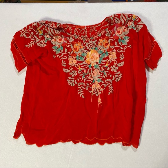 Johnny Was | Tops | Johnny Was Red Floral Embroidered Bouse Small ...